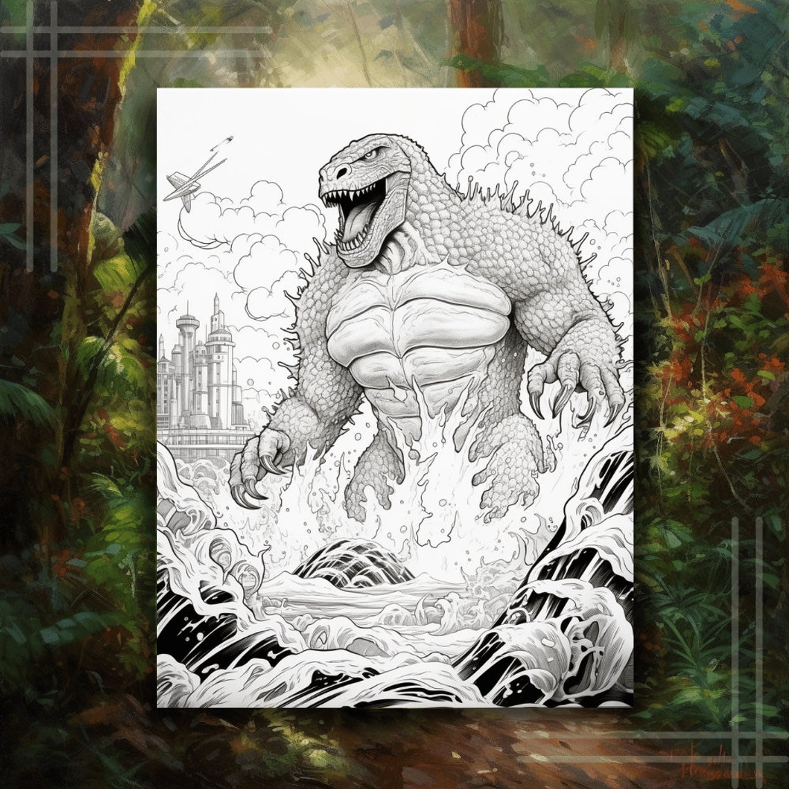Inspired Godzilla Coloring Pages and Greyscale Monster Coloring Pages ...