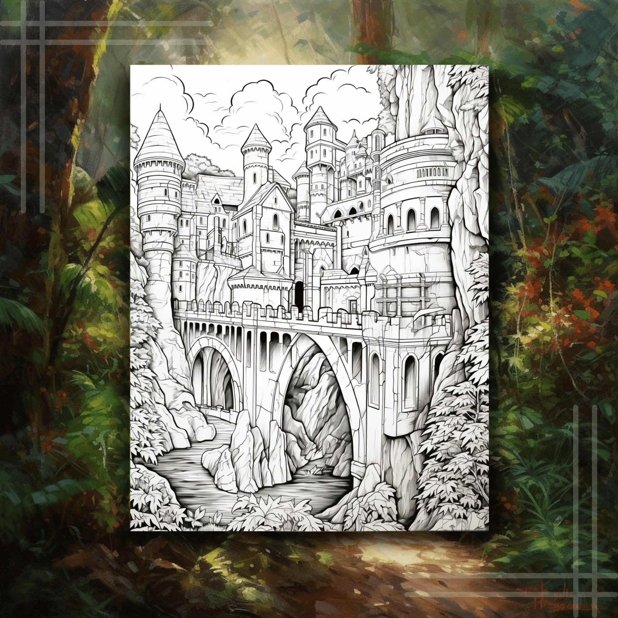 Medieval Castle Coloring Pages for Adults Instant Download PDF Castle ...