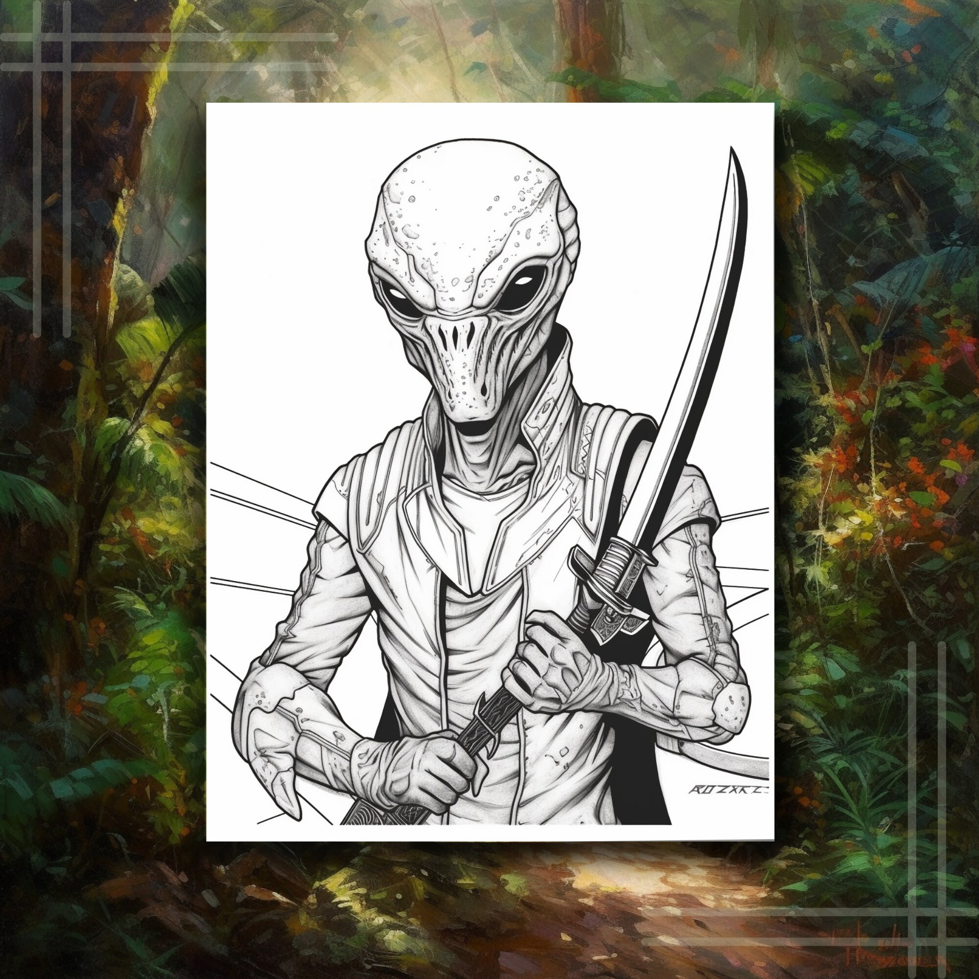 Alien Coloring Pages for Adults Instant Digital Printable Fun Mindful ...