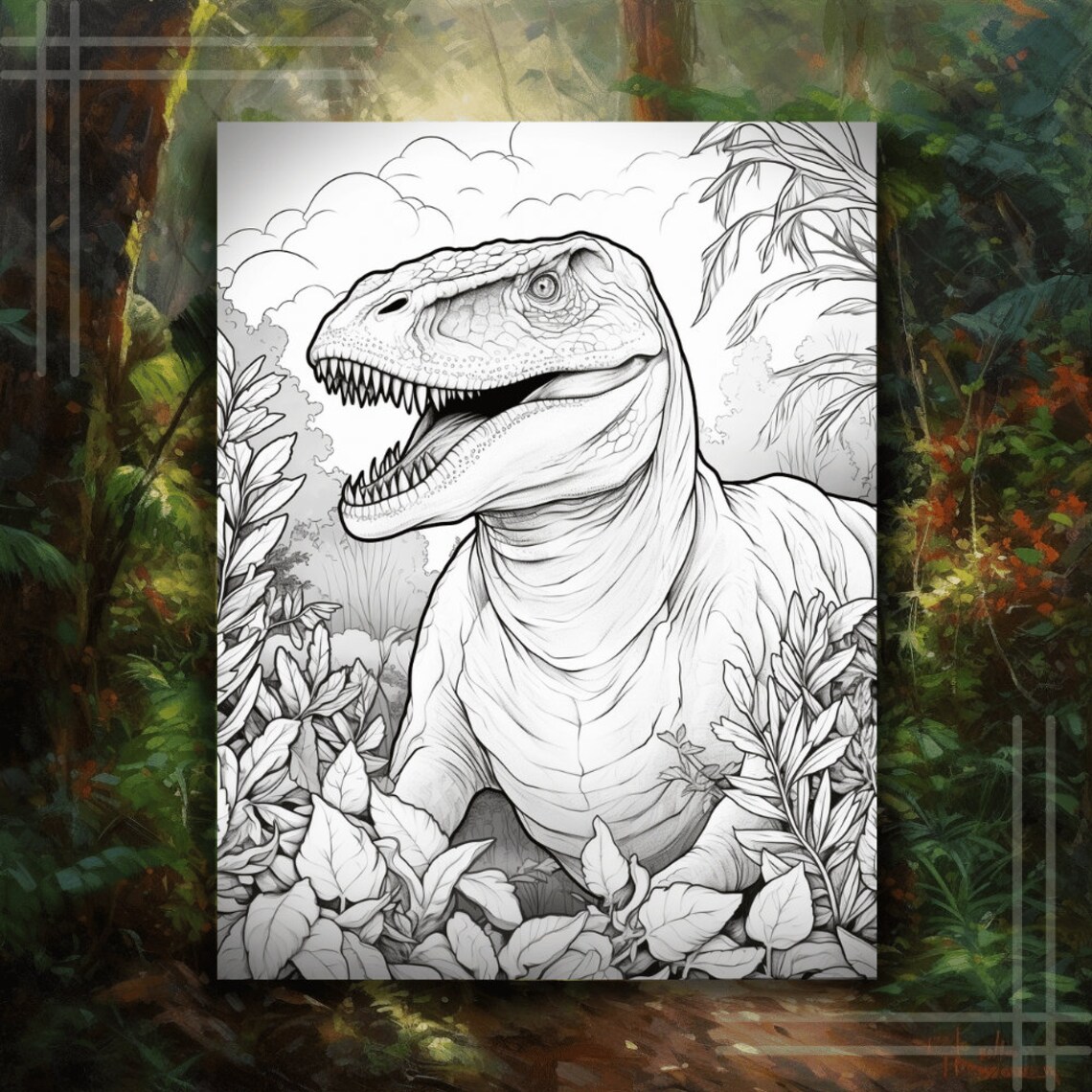 Realistic T Rex Printable Coloring Pages - Instant Download - Etsy