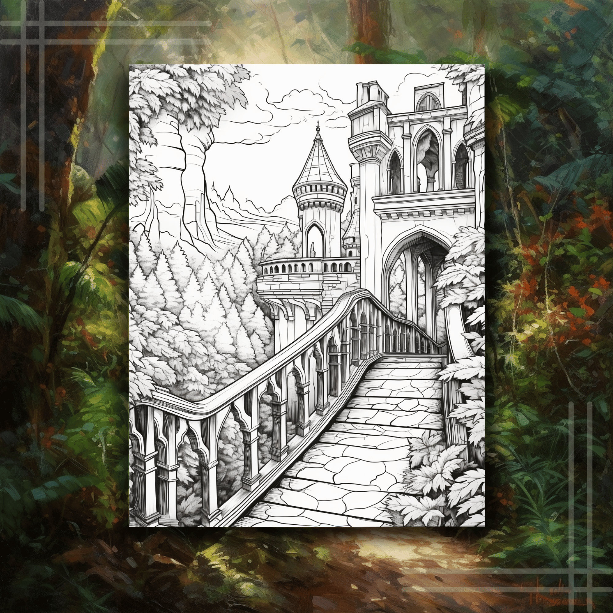 Medieval Castle Coloring Pages for Adults Instant Download PDF Castle ...