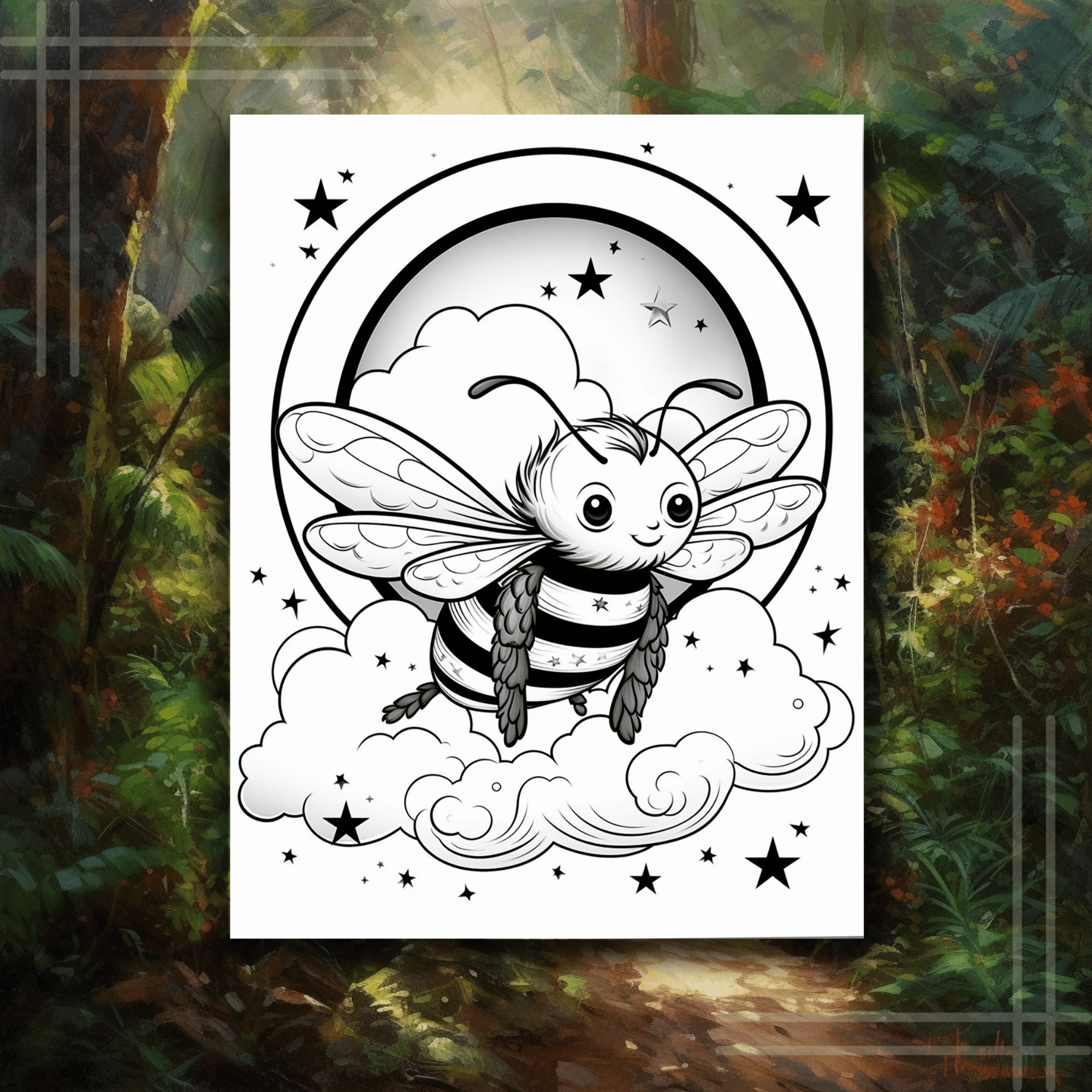 Bee Coloring Pages for Adults Instant Download PDF Adult Fun Honey Bee ...