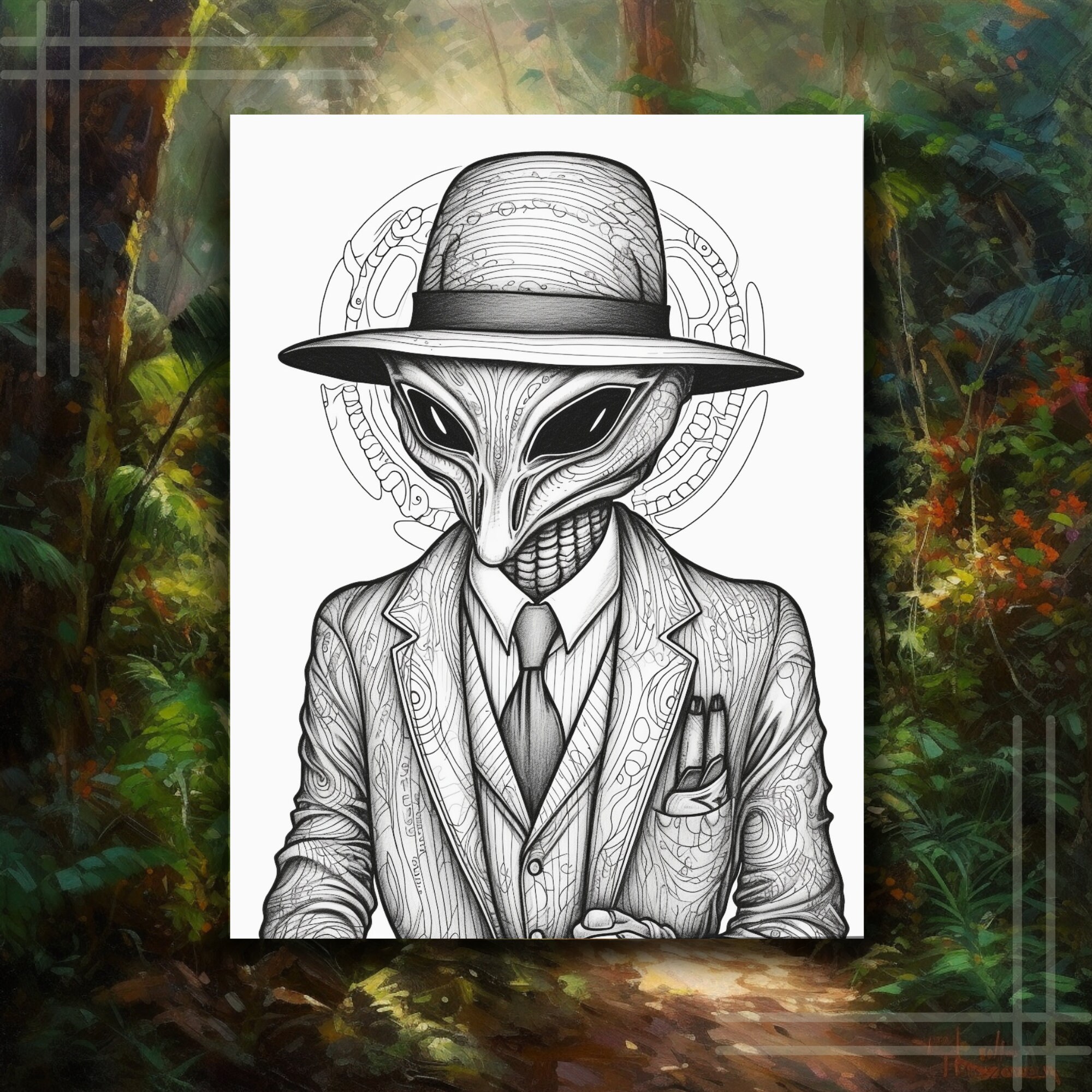 Funny Alien Coloring Pages for Adults | Galactic Gangster Coloring Book ...