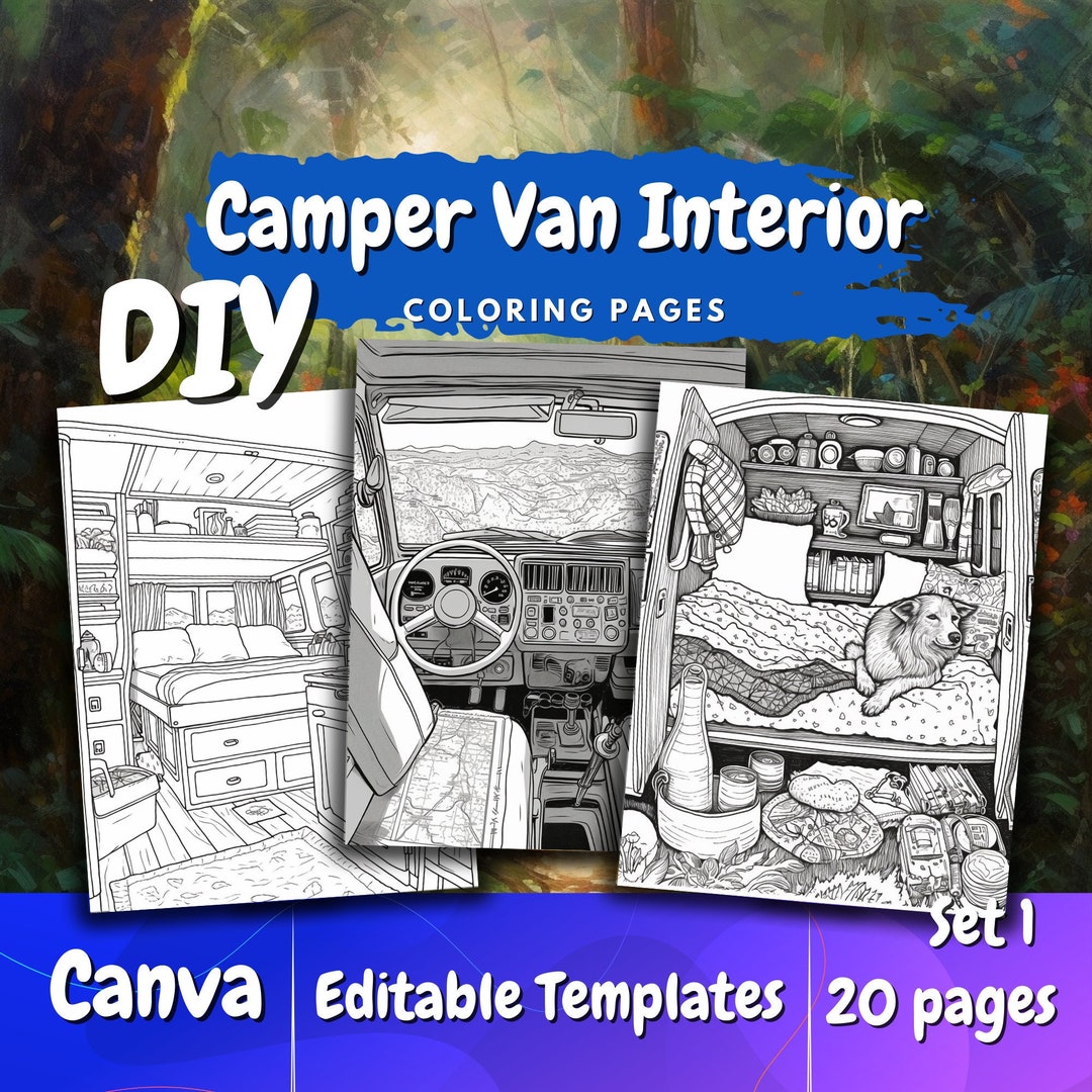 Van Life Coloring Pages Camper Van Coloring Book Printable Digital ...