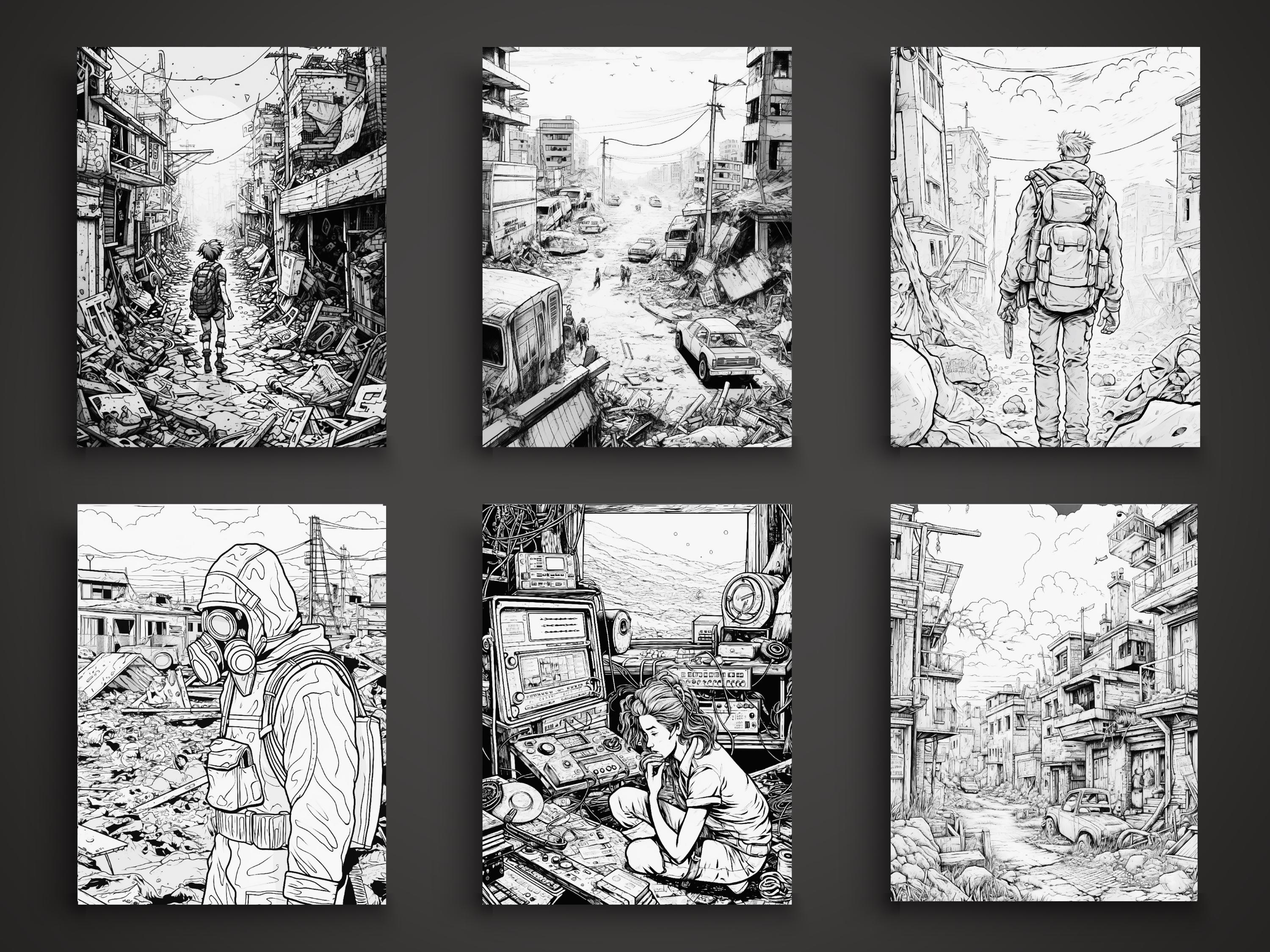 Post-apocalyptic Coloring Pages | Dystopian Adult Coloring PDF ...