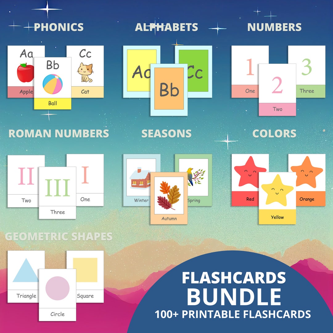 Flashcards Bundle - Alphabets, Phonics, Colors, Geometric Shapes ...