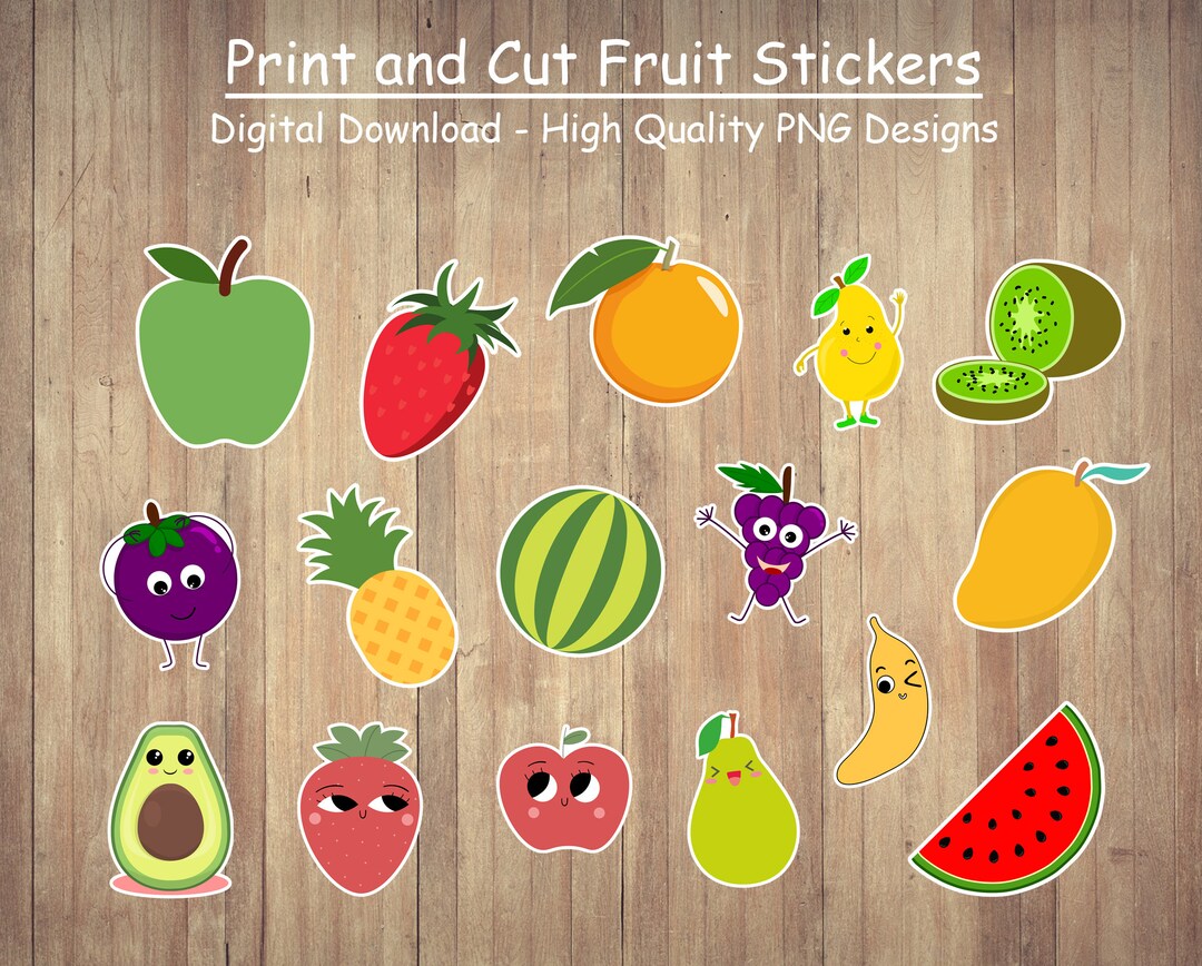 Printable Fruit Stickers Print and Cut Fruit Stickers - Etsy