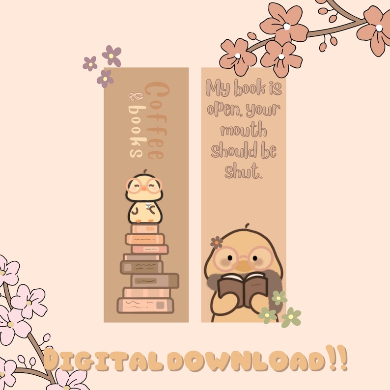 Digital Cute Duck Bookmarks, Cute Bookmarks, Book Lovers Bookmark, Gift ...