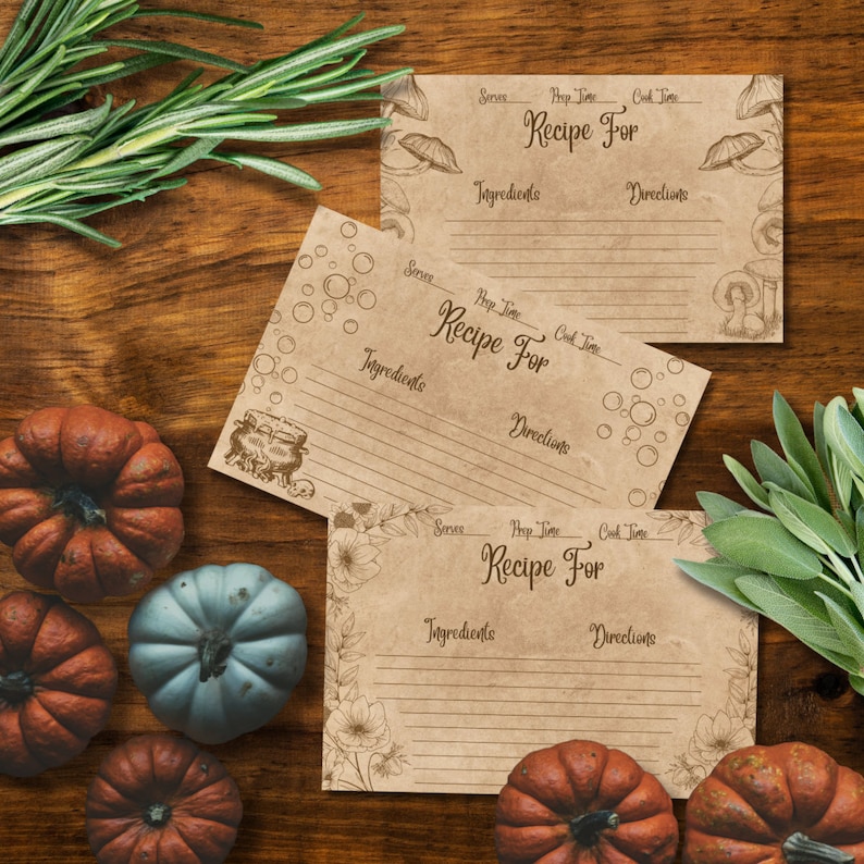 Witch Recipe Cards Digital Download for Cooking and Spells, Print at ...