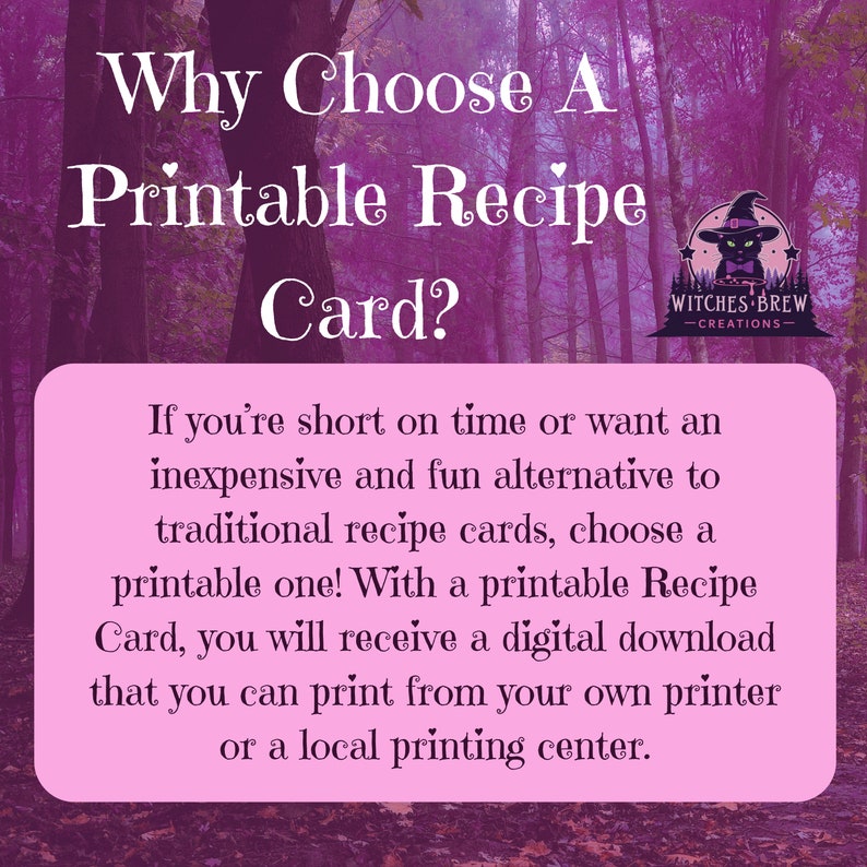 Witch Recipe Cards Digital Download for Cooking and Spells, Print at ...