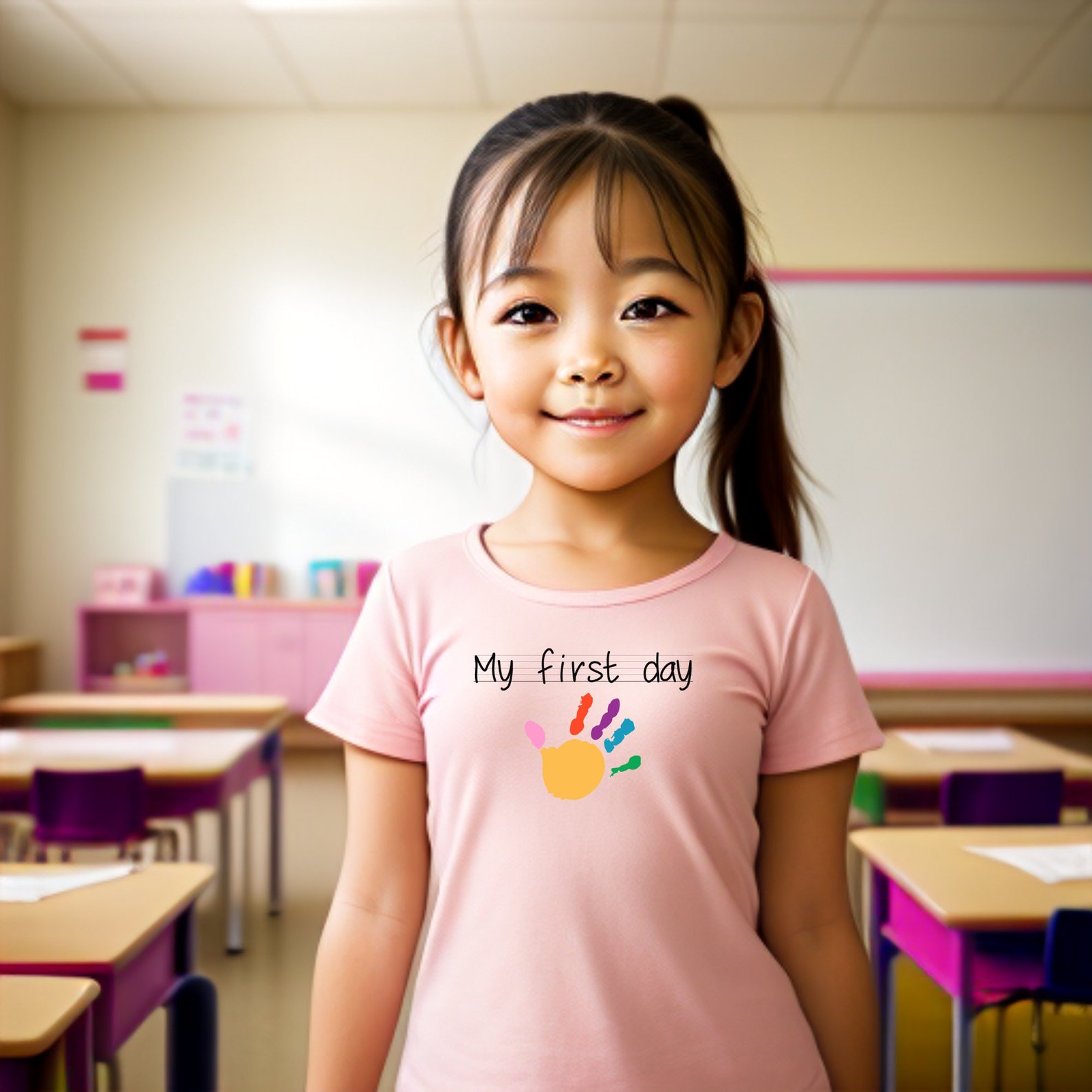 First Day of School SVG, PNG My First Day, Colorful Handprint Back to ...