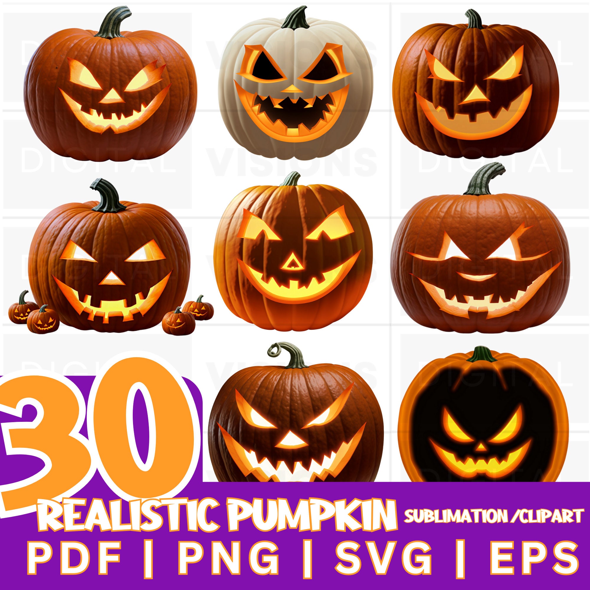 Ultimate Pumpkin Bundle: 30 Realistic Designs for Autumn Crafting ...