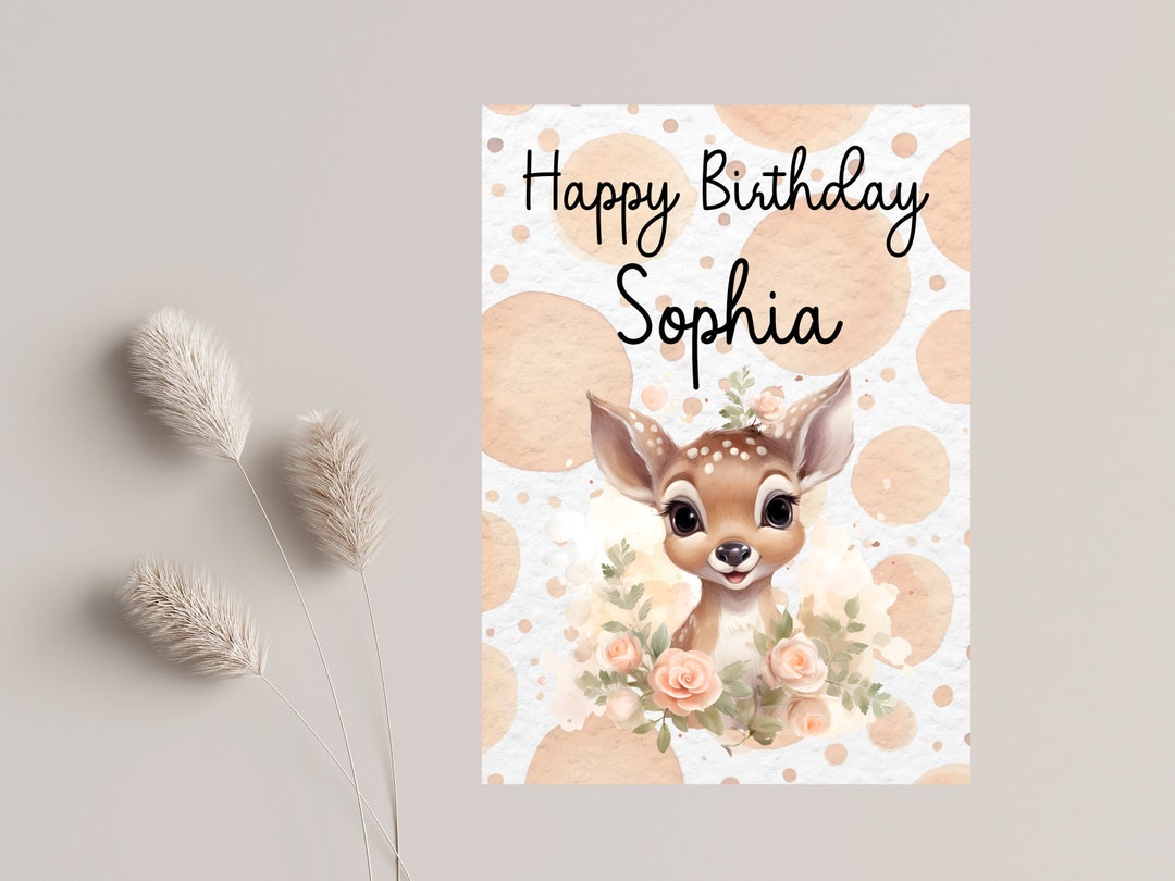 Birthday Card Bambi With Name Format 17.8 X 12.8 Cm Various Colors Deer ...