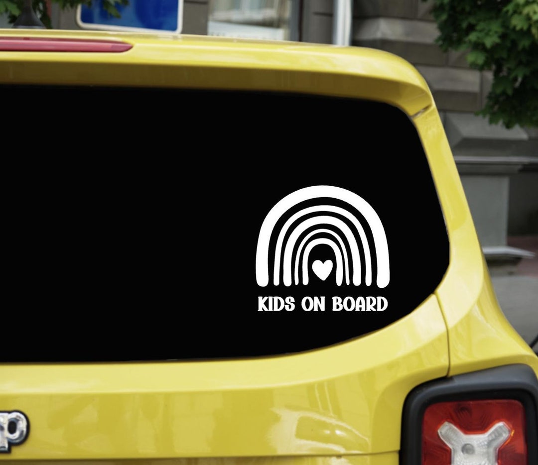 Kids on Board Car Sticker With Rainbow | Child Safety Sticker for Car ...