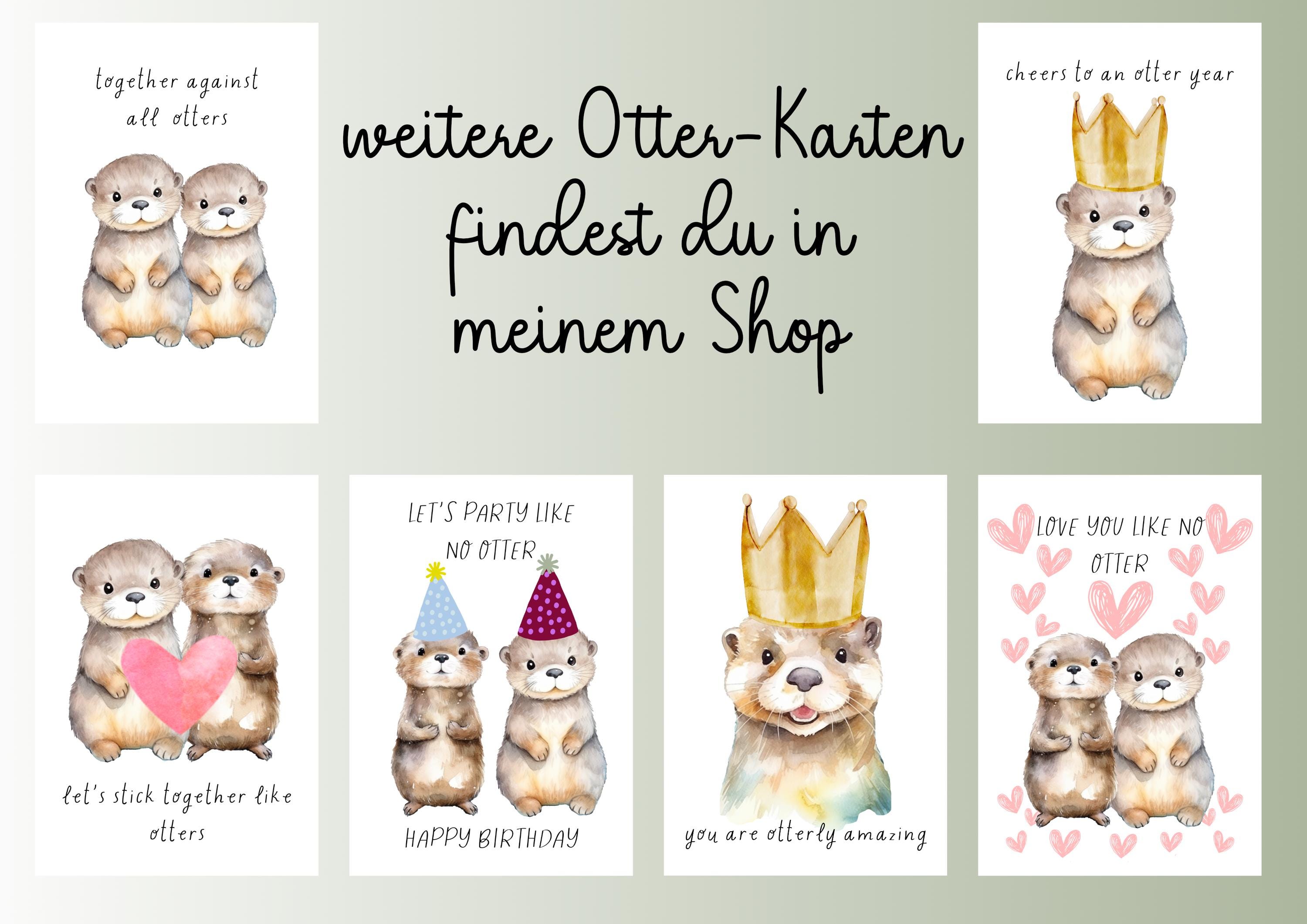 Otter Birthday Card With Saying, Otter Gift, Gift for Partner Card Gift ...