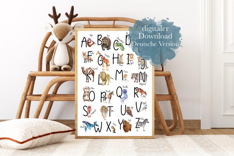 ABC Alphabet Poster Children's Room With Animals | Digital File ...