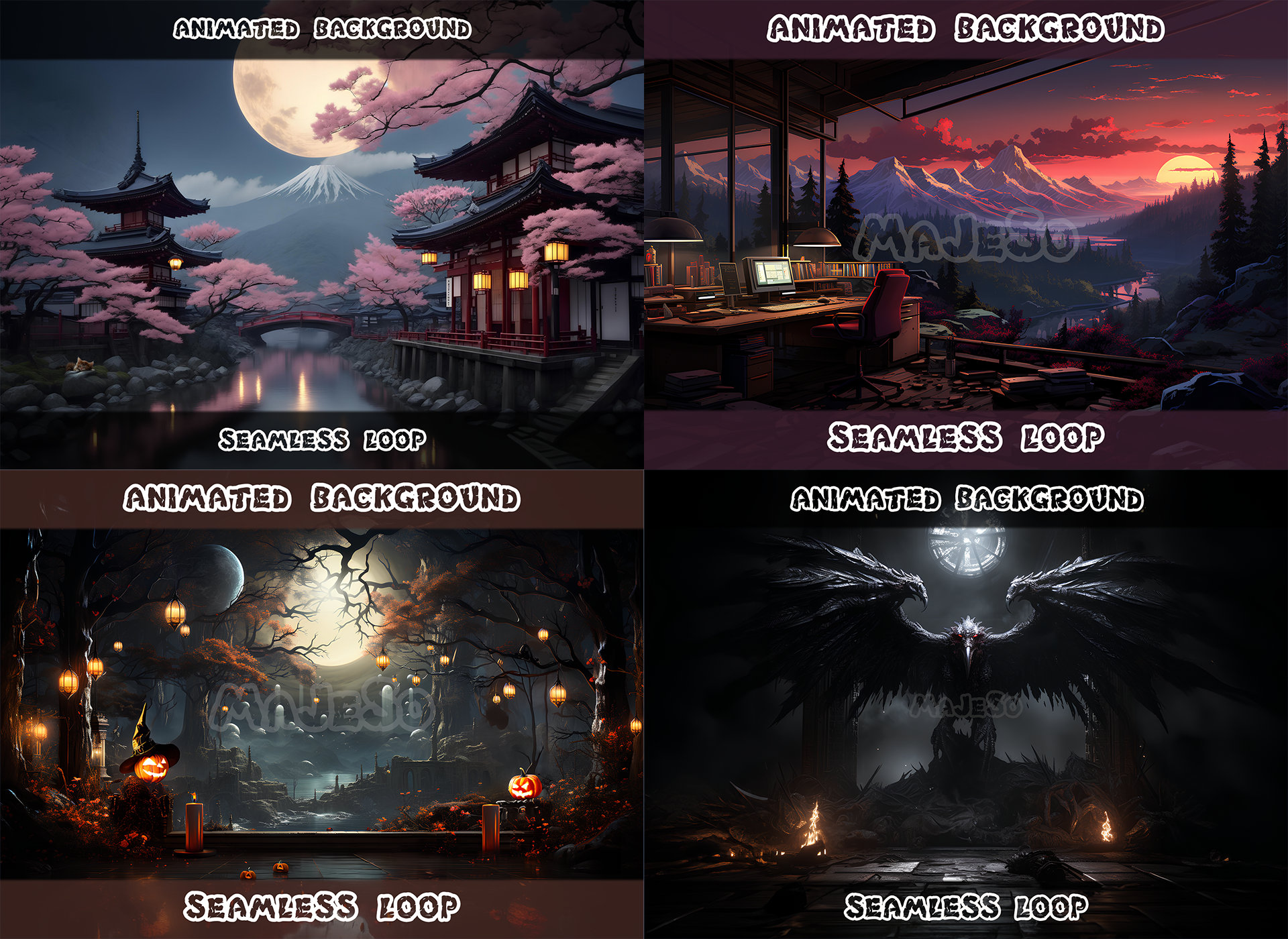 Vtuber Background Animated Horror Themed Raven Place Looped Vtuber ...