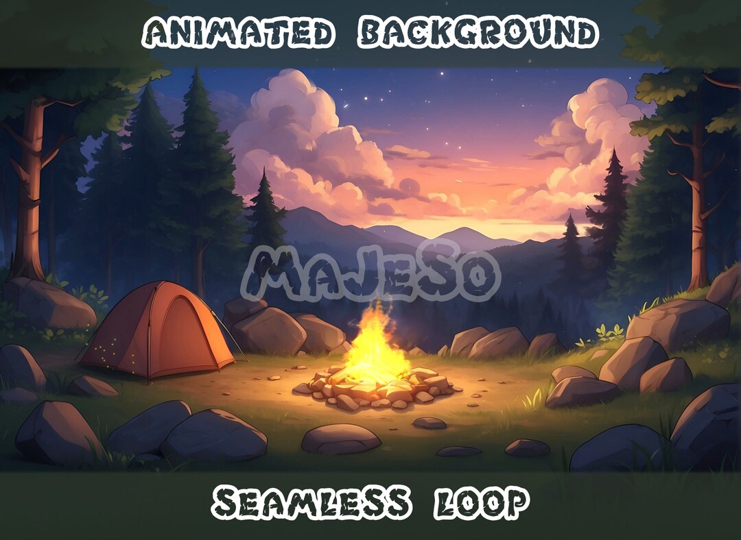 Animated Background | Vtuber Background Animated | Campfire in Forest | Looped Vtuber Twitch ...