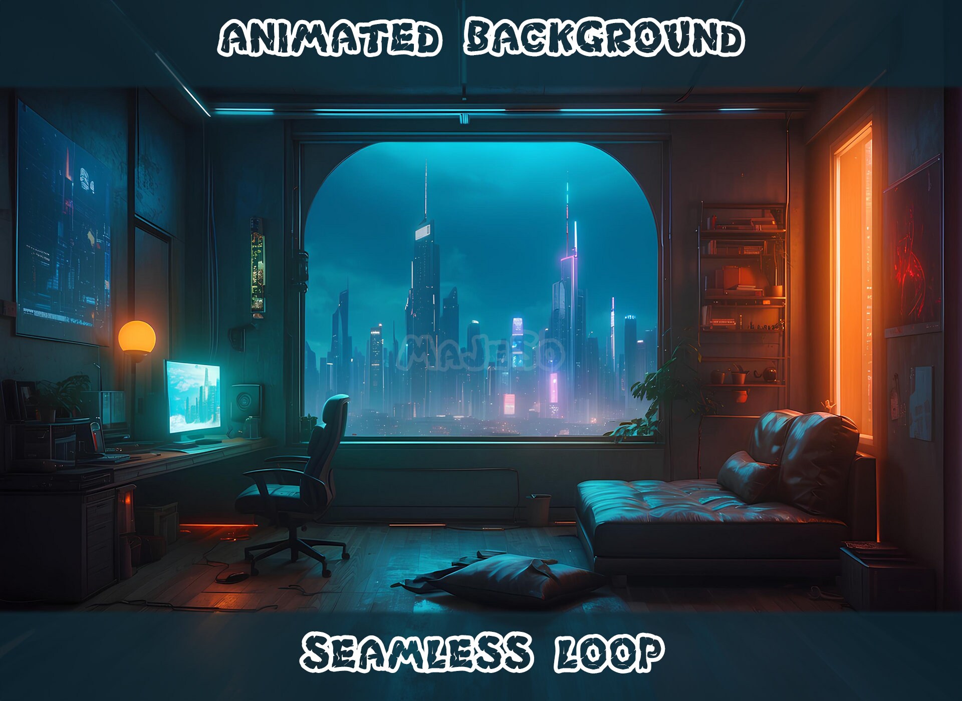 Vtuber Background Animated Cyberpunk Room Looped Vtuber - Etsy