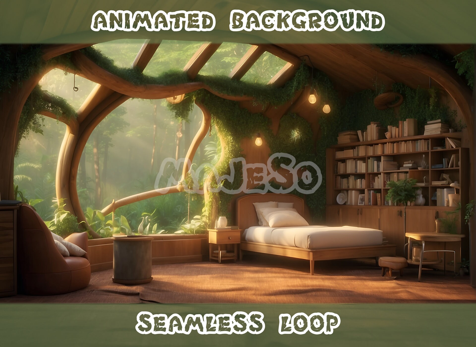 Vtuber Background Animated Animated Forest Bedroom Forest Library ...