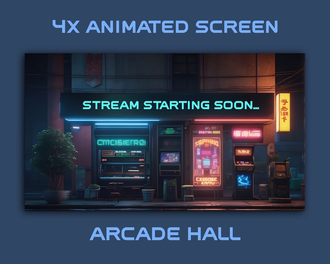 4x Animated Stream Screens | Arcade Hall | Stream Package | Twitch ...