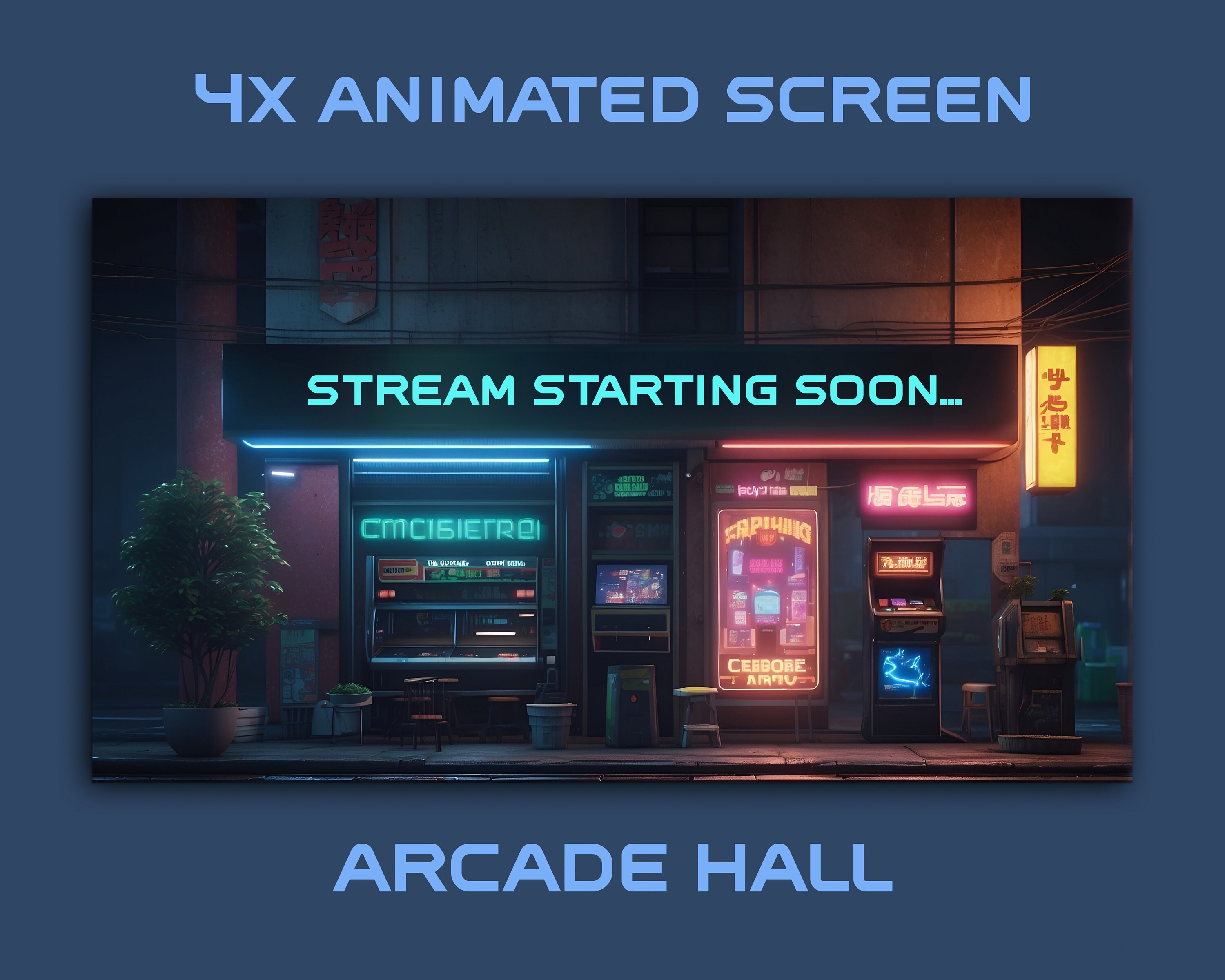 4x Animated Stream Screens | Arcade Hall | Stream Package | Twitch ...