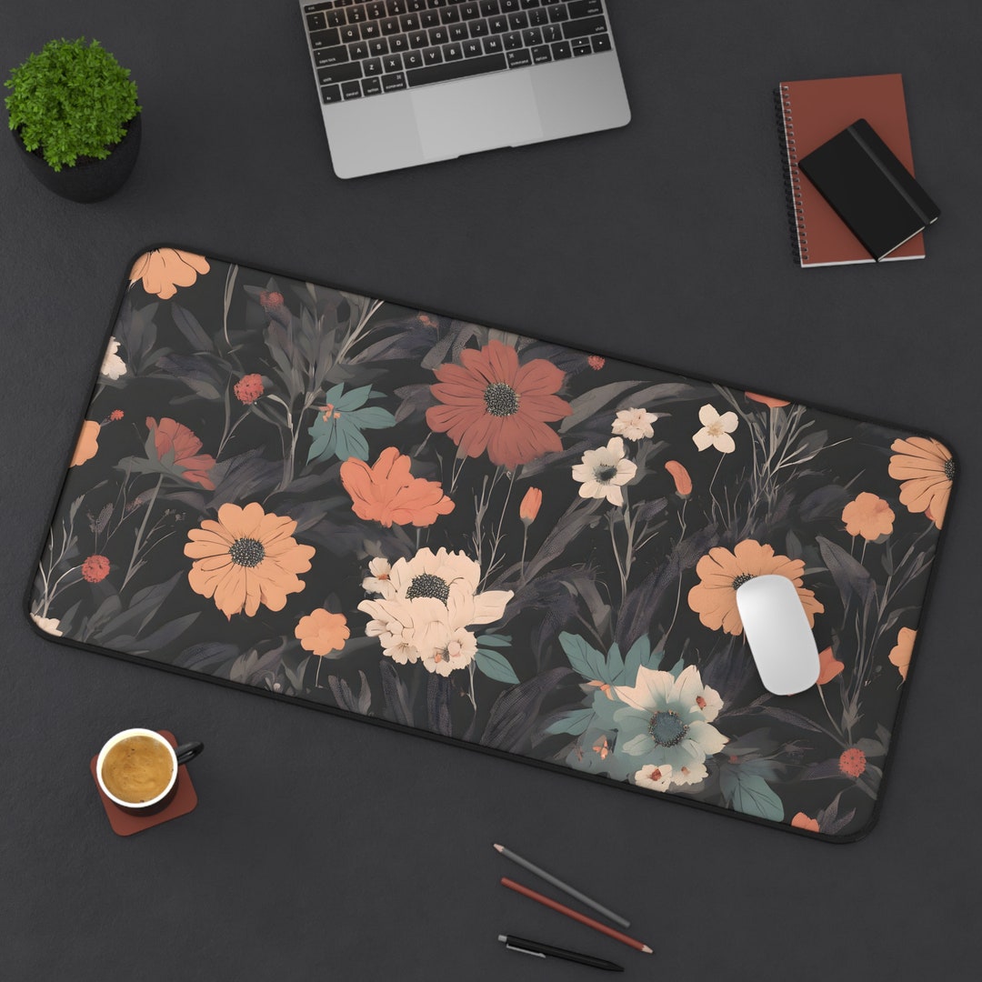 Floral Desk Mat Flower Vintage & Aesthetic Gaming Gift Accessories 3 ...