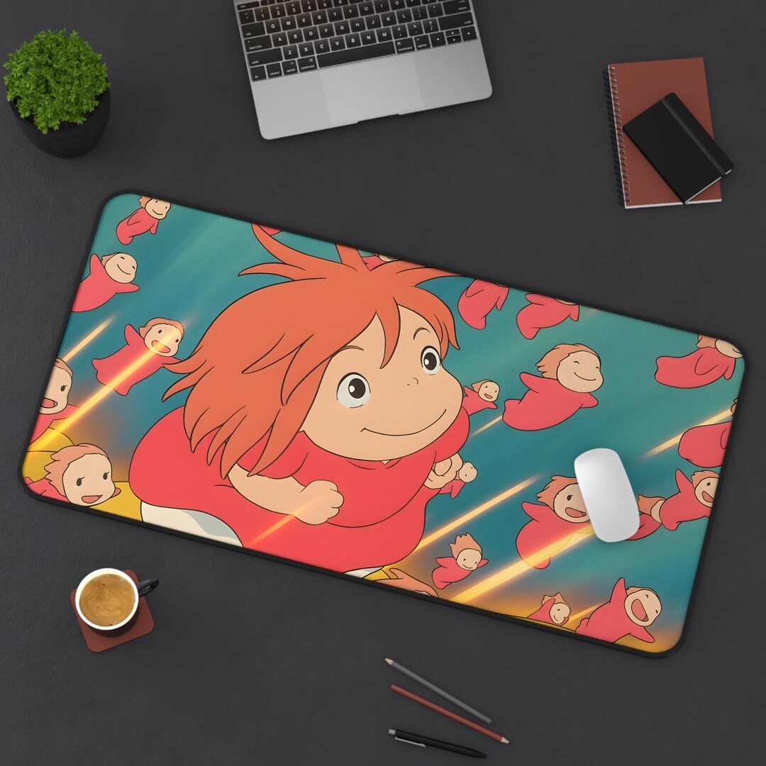 Cute Ponyo Desk Mat Japanese Anime Gaming Gift Accessories 3 Size Desk ...