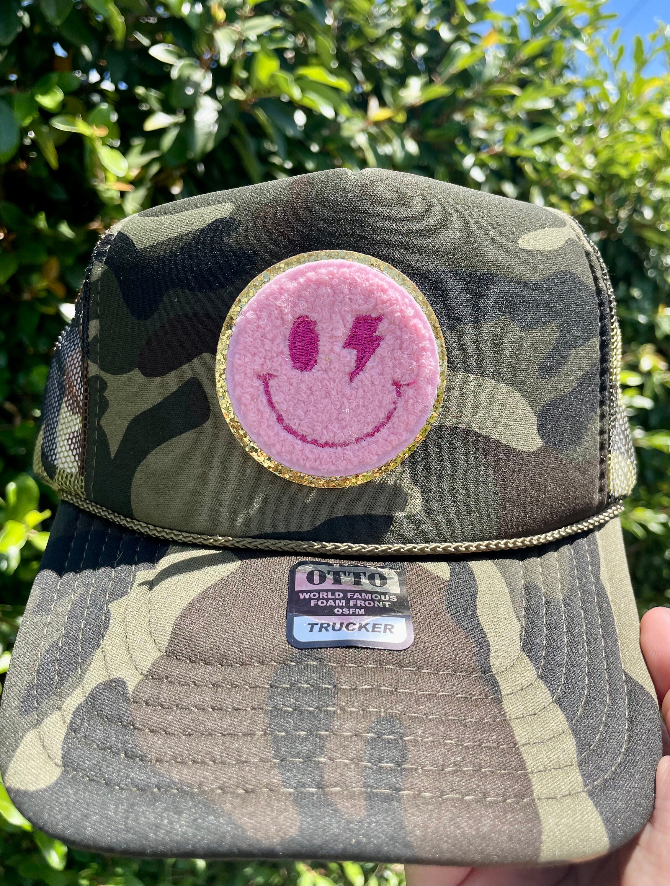 Smile Face Trucker Hat, Smiley Face Hat, Checkered Smiley Face ...