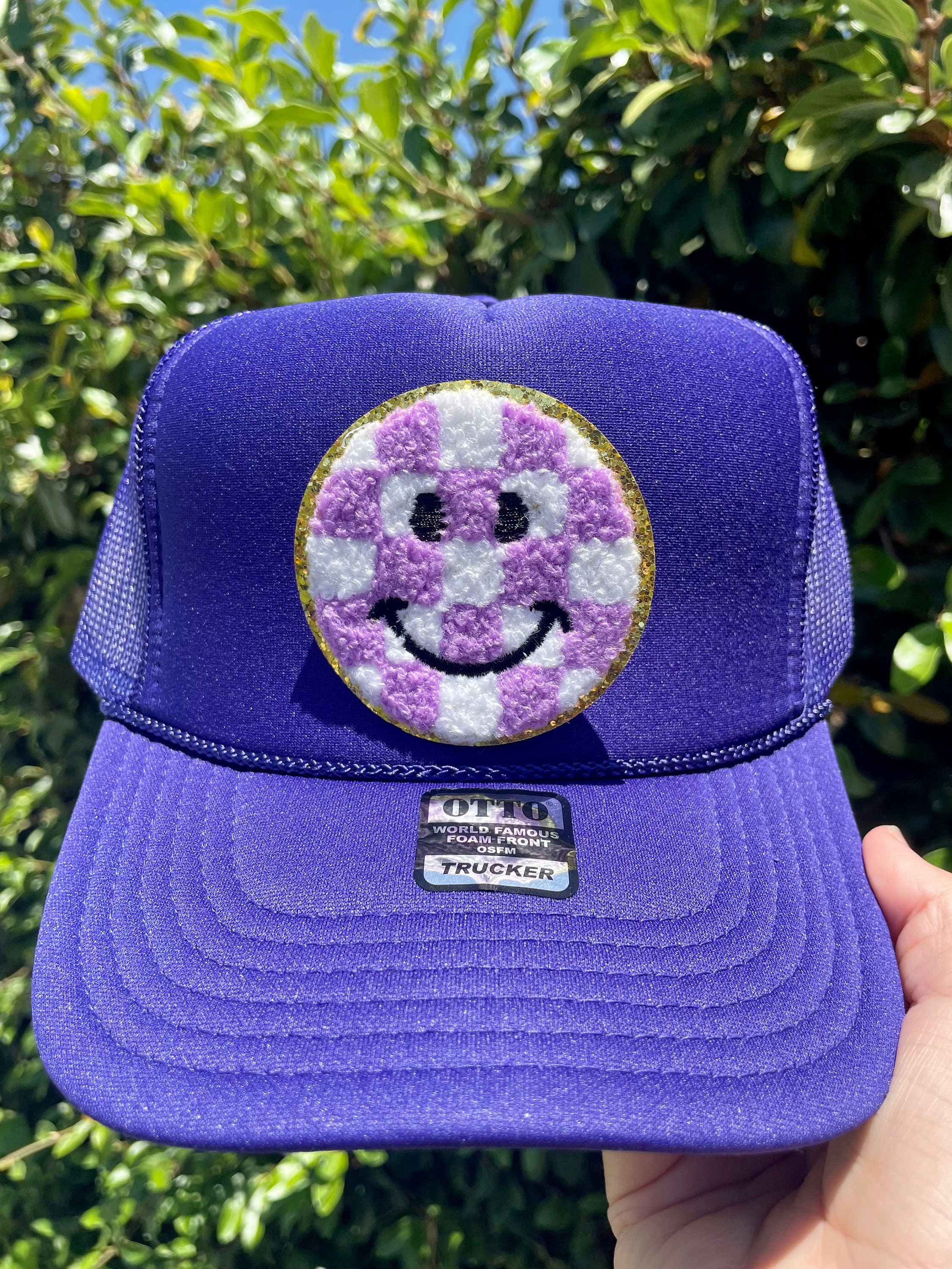 Smile Face Trucker Hat Smiley Face Hat Checkered Smiley - Etsy
