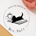 Cat and Open Book Library Stamp Personalised Book Embossing Gifts for ...