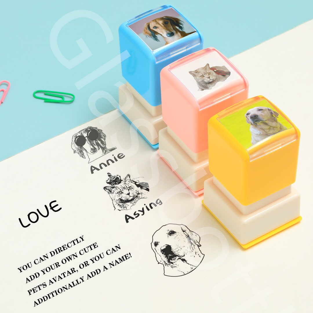 Custom Pet Stamp Self Inking-cat Dog Portrait Pre Inked Stamp ...