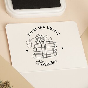Cat and Open Book Library Stamp Personalised Book Embossing Gifts for ...