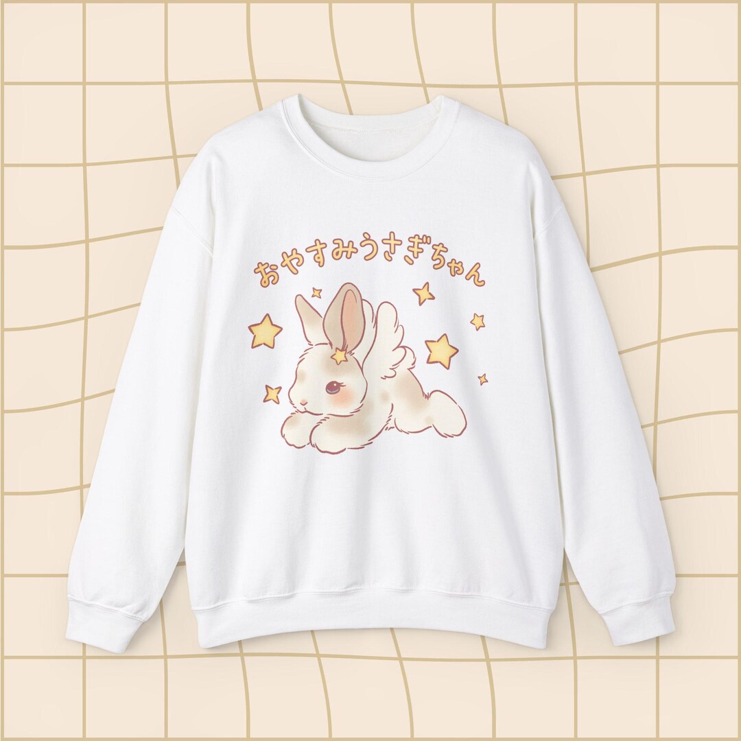 Kawaii Bunny Angel Good Night Stars Japanese Sweatshirt Cute Rabbit ...