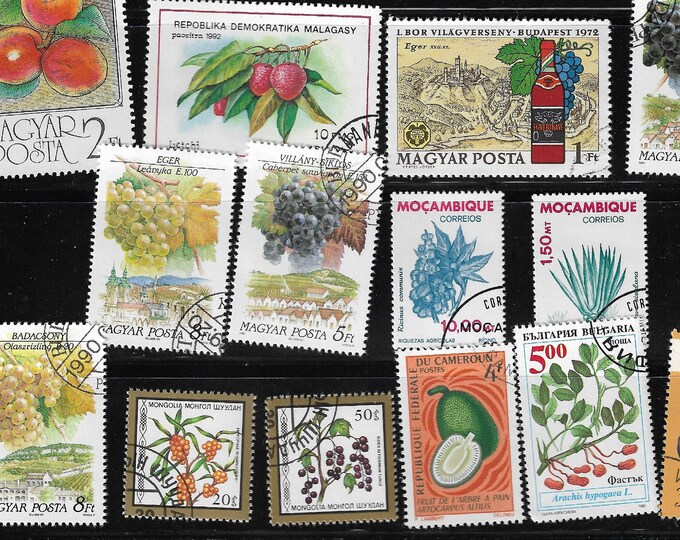 51 Worldwide Fruit & Vegetable Postage Stamps. Stamp Collection. Floral ...
