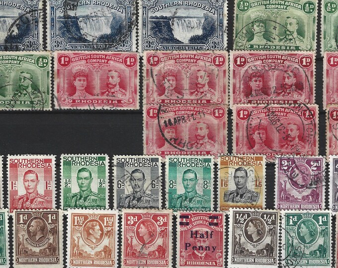 Southern & Northern Rhodesia 1910s-50s Postage Stamps X 29. Vintage ...