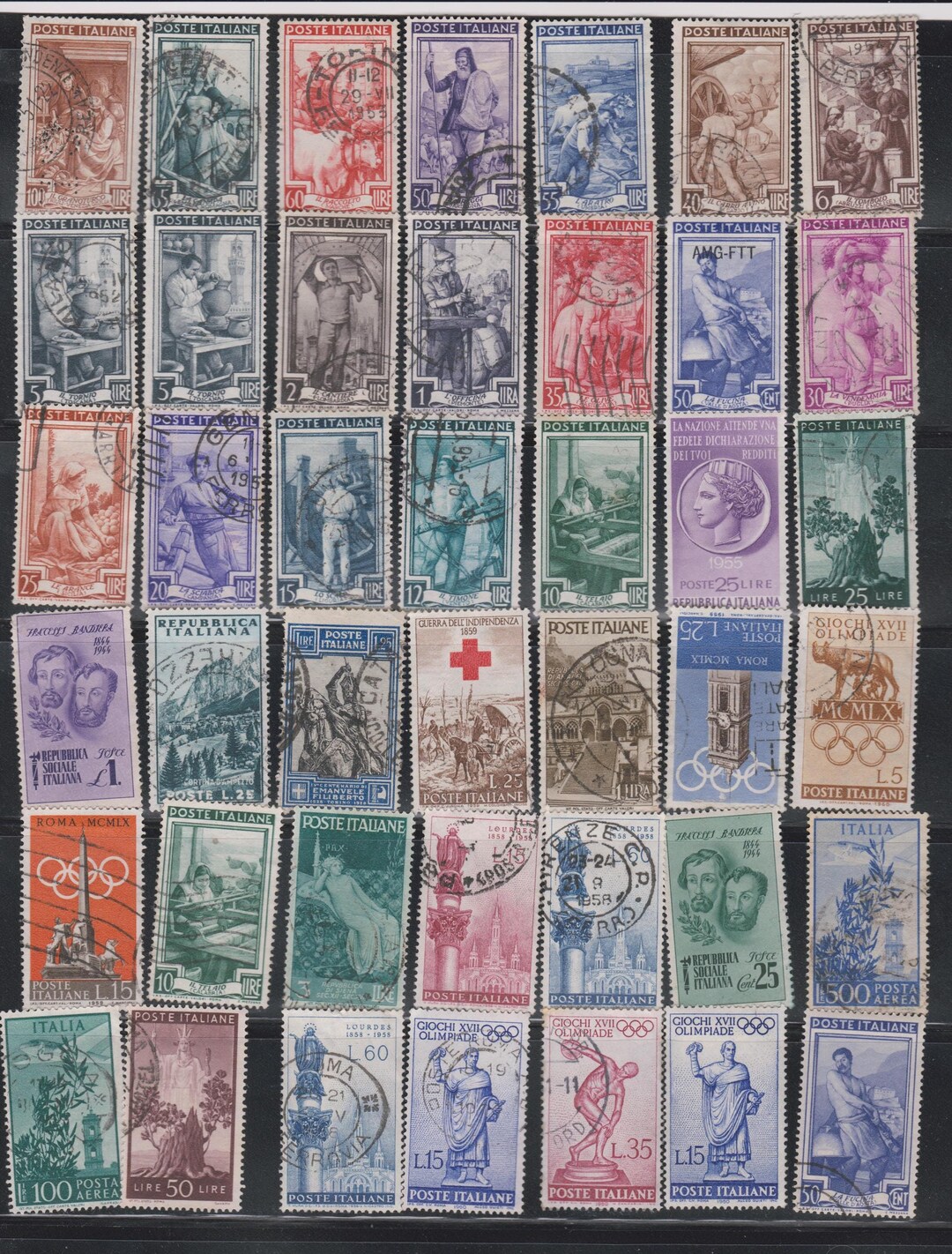 42x Italy Stamps From the 1950s and 1960s. Italian Stamp Collection ...