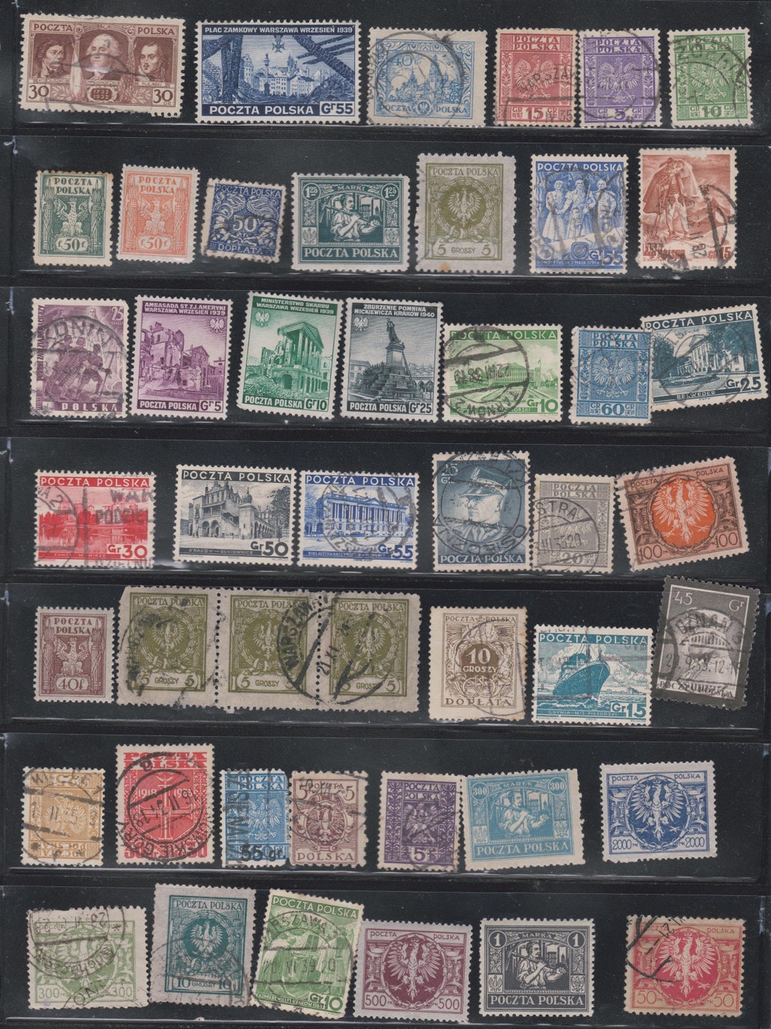 Poland 1920s-50s Postage Stamps X 46. Vintage Polish Stamp Collection ...
