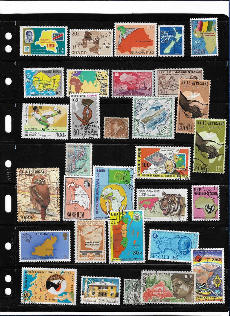 87 Worldwide Maps Postage Stamps. Stamp Collection. Cartography ...