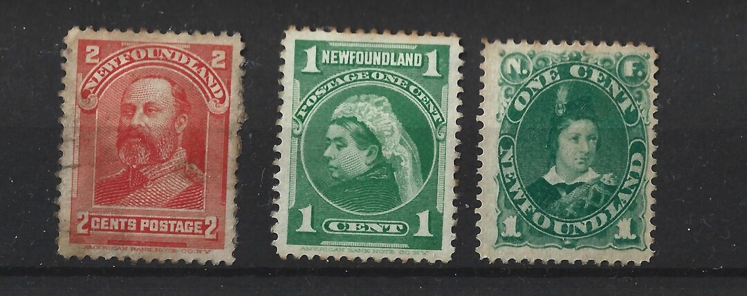 Newfoundland 1880s/90s Postage Stamps X 3. Vintage Canadian Stamp ...