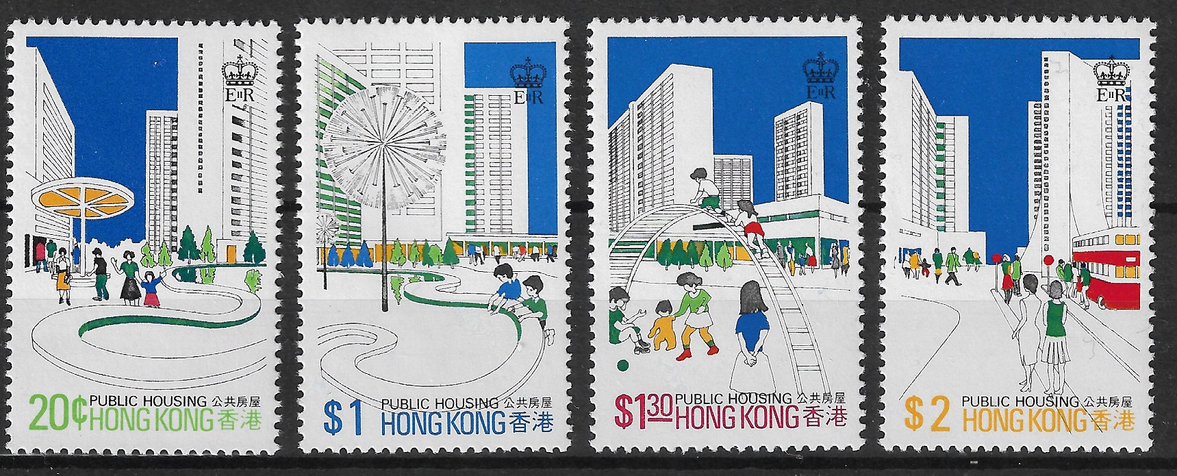 Public Housing Skyscrapers Hong Kong Postage Stamps X 4 1981 Vintage ...
