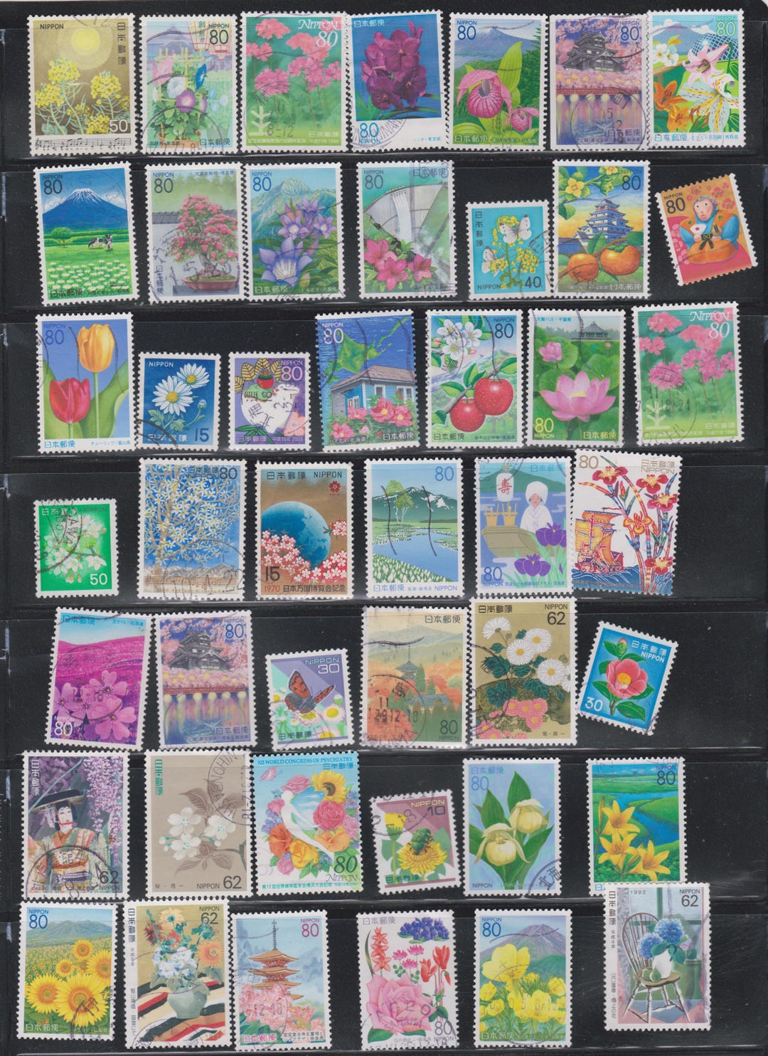 Japan Floral Stamps X 65. Cute Japanese Postage Stamp Selection ...