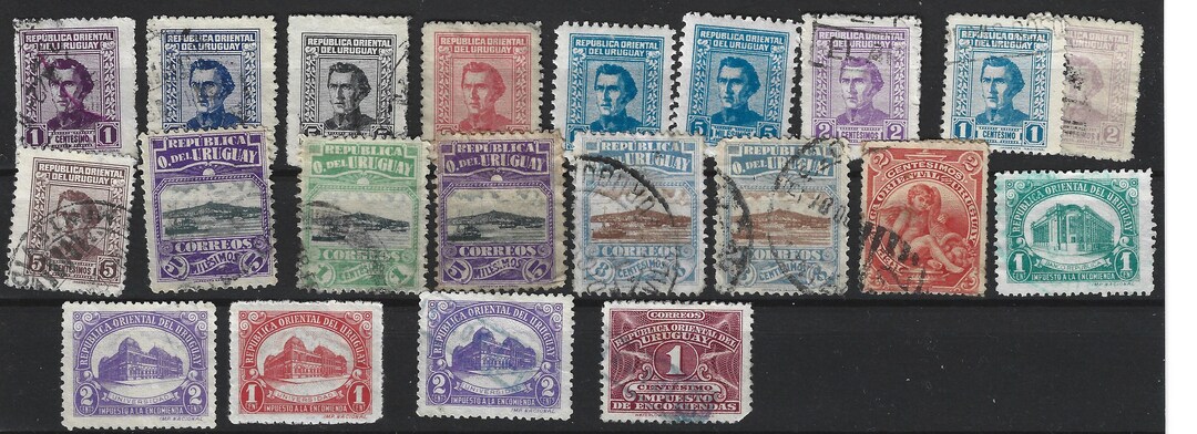 Uruguay 1920s-1940s Postage Stamps X 21. Vintage Uruguayan Stamp ...