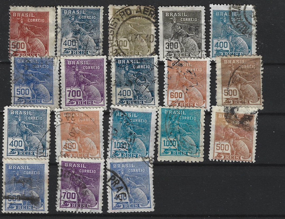 Brazil 1930s/40s Air Mail Postage Stamps X 18. Vintage Brazilian Stamp ...