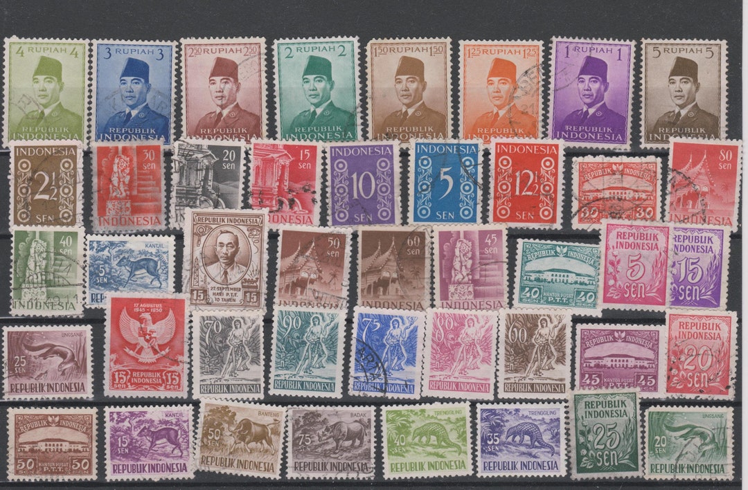 52x Older Indonesia Stamps From C. 1950s. Indonesian Stamp Collection ...
