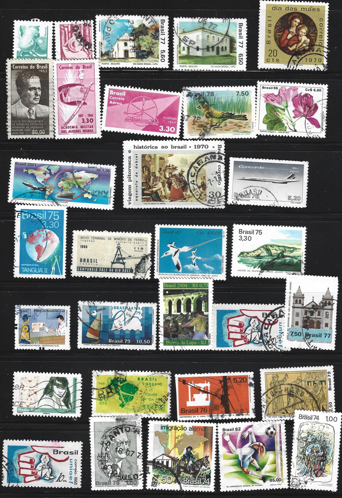 110 Brazil Stamps 1950s-90s. Vintage Brazilian Stamp. South American ...