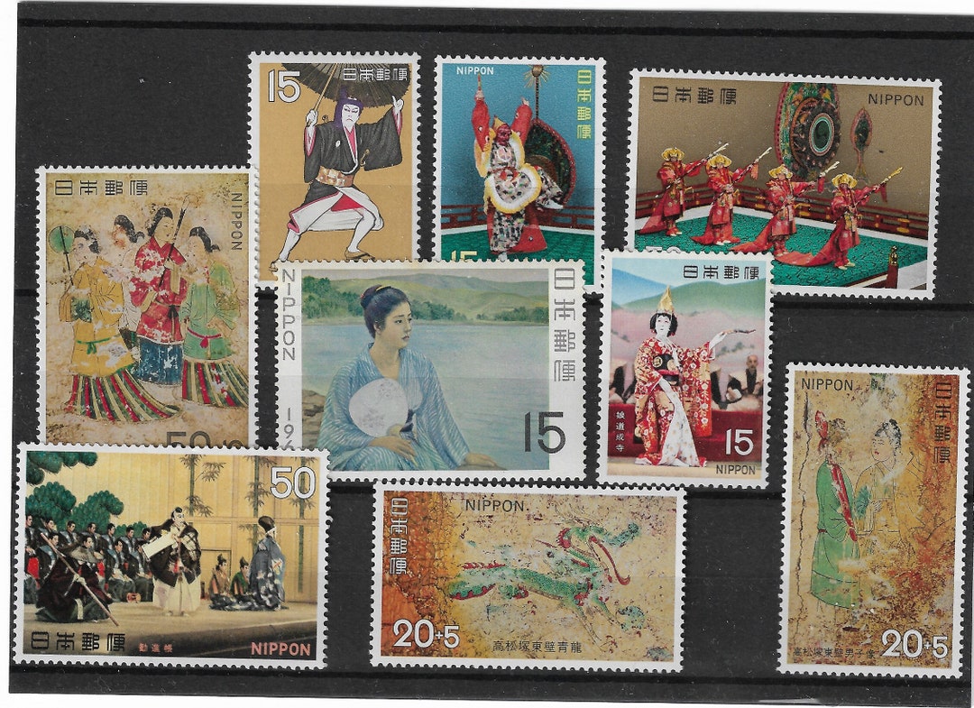 Traditional Japanese Costume - Selection of 9 Postage Stamps. - Etsy