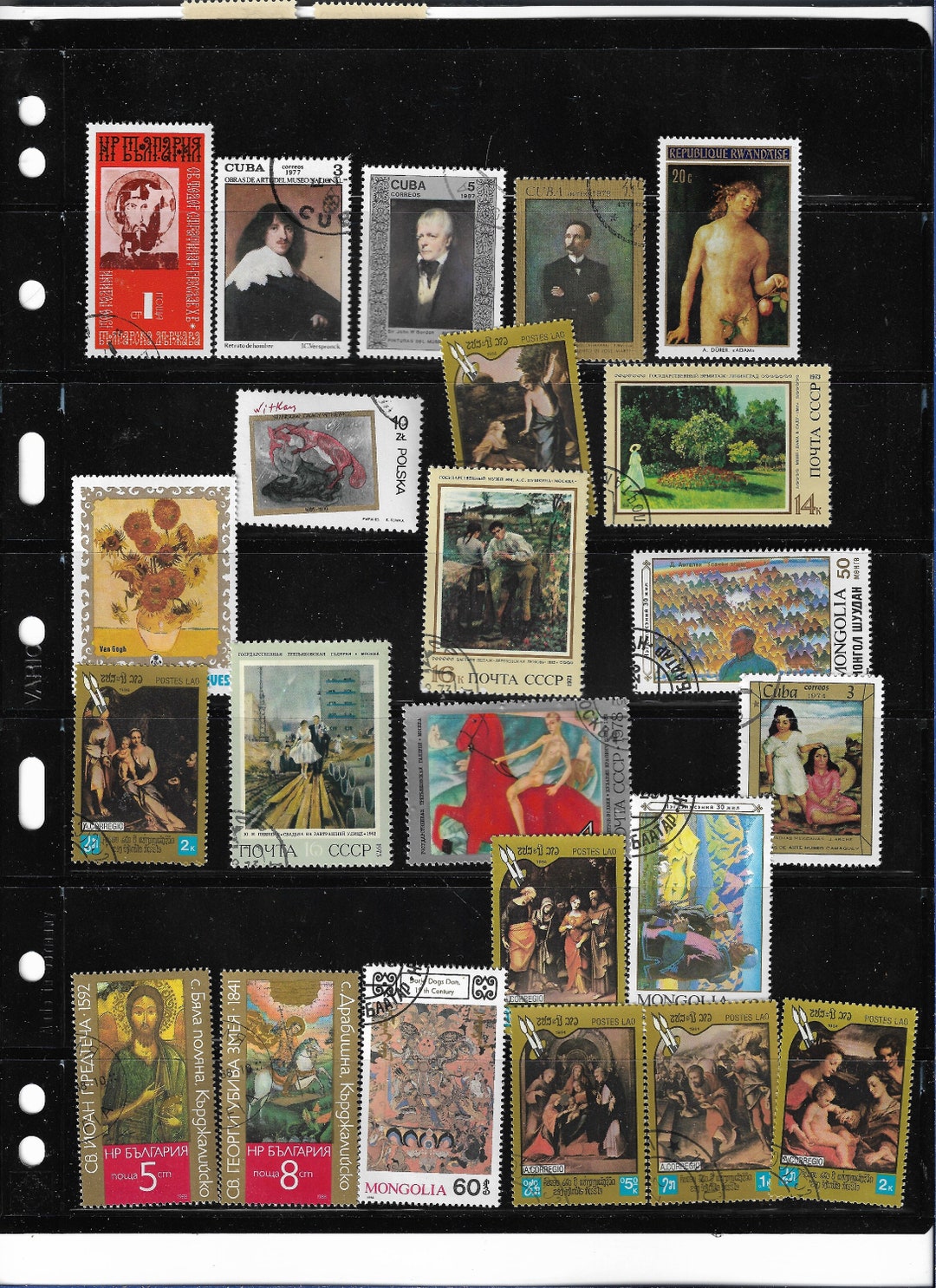 49 Worldwide Art Postage Stamps. Stamp Collection. Artists, Paintings ...