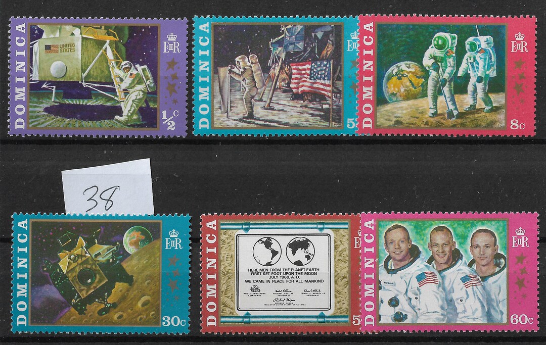 Moon Landing - Dominica Postage Stamps X 6 (1969) Vintage Space NASA ...