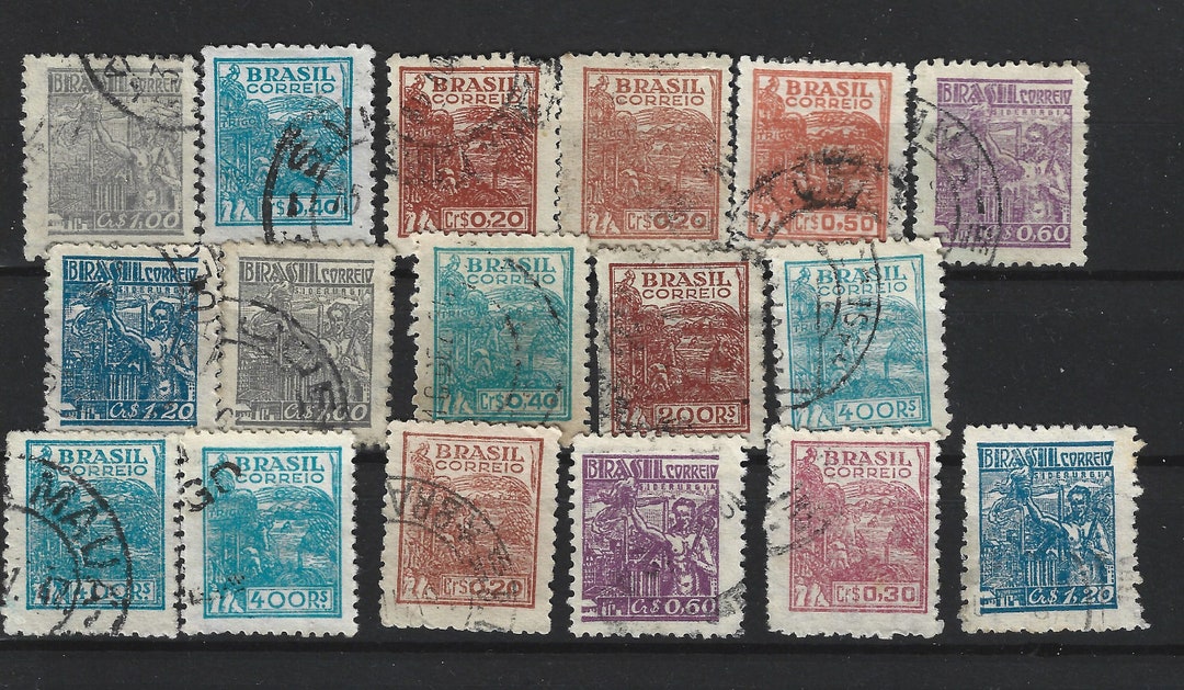 Brazil 1940s Postage Stamps X 17 With an Agriculture Theme. Vintage ...